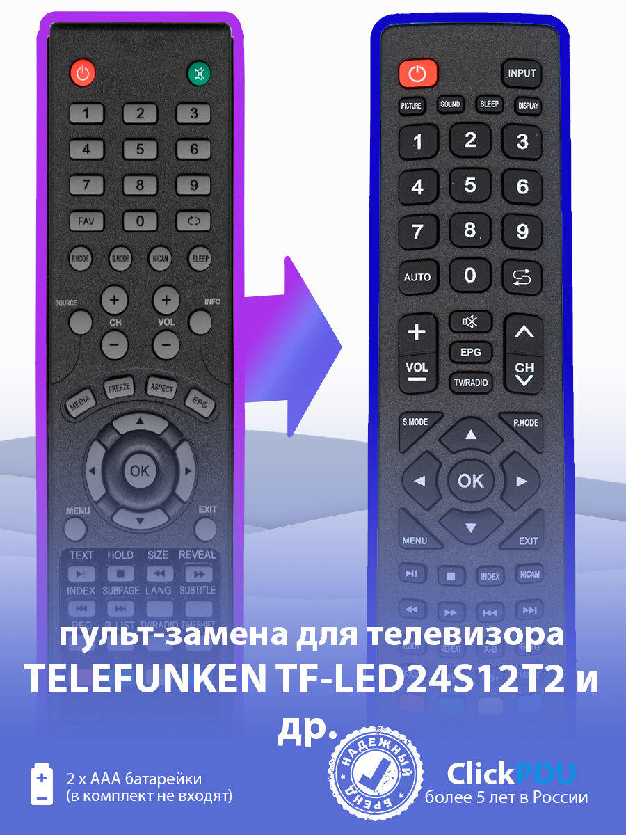 Пульт для телевизора TELEFUNKEN TF-LED24S12T2