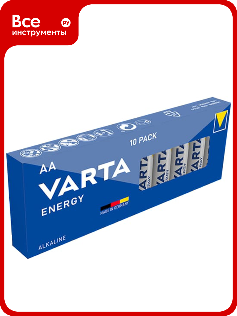 Батарейка Varta ENERGY LR6 AA, BOX10, Alkaline, 1.5V (4106) (10/400) 10 шт в упаковке 04106229410