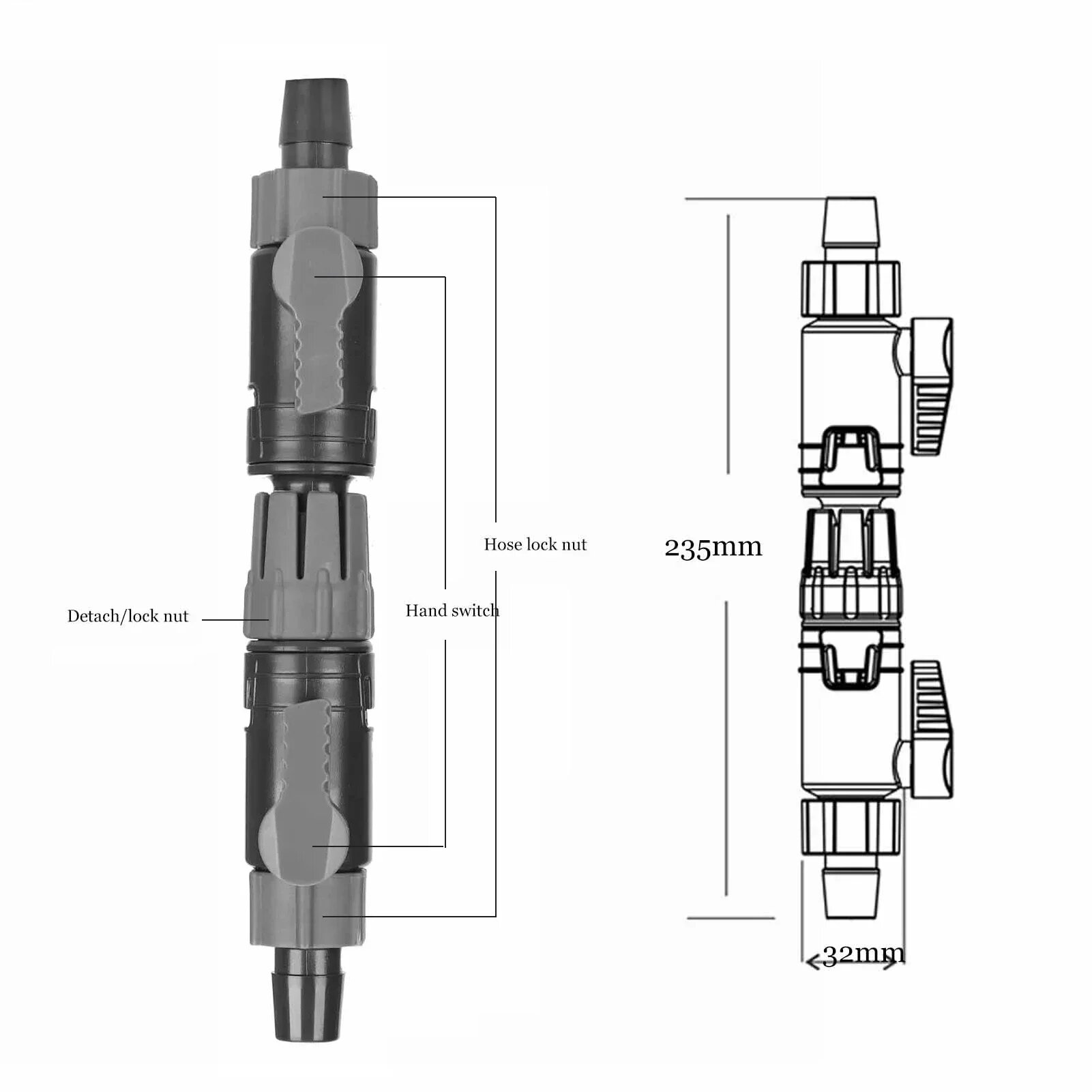 Быстроразъемный клапан для аквариума, 22mm, Цвет: 16