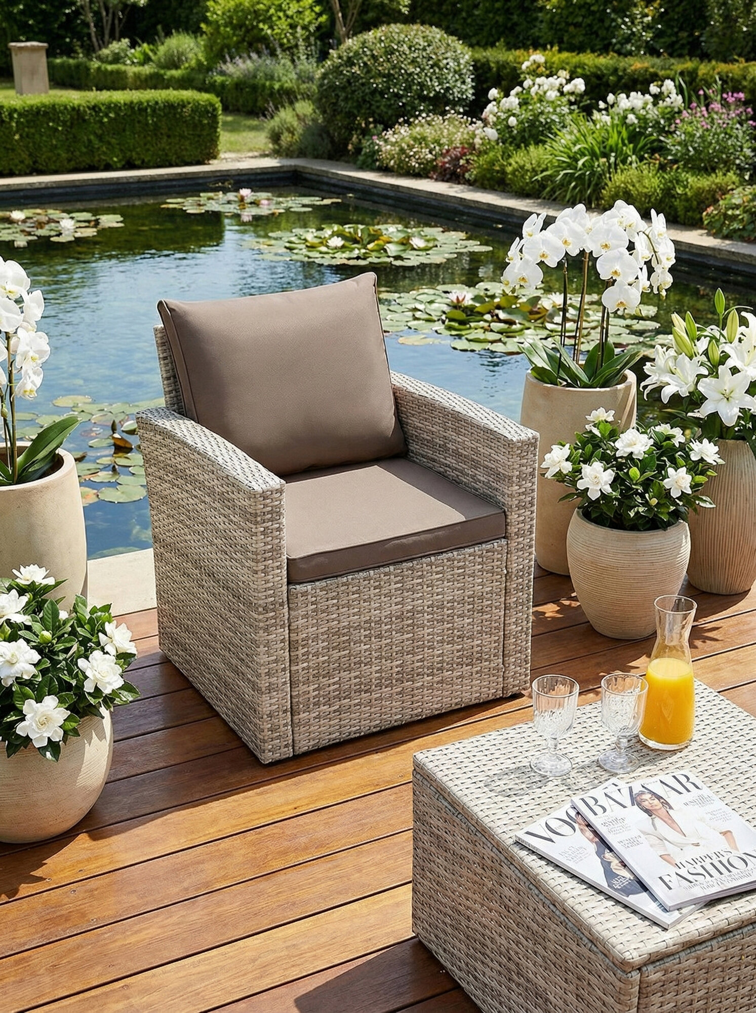 Кресло из искусственного ротанга Римини (Rimini armchair), серый