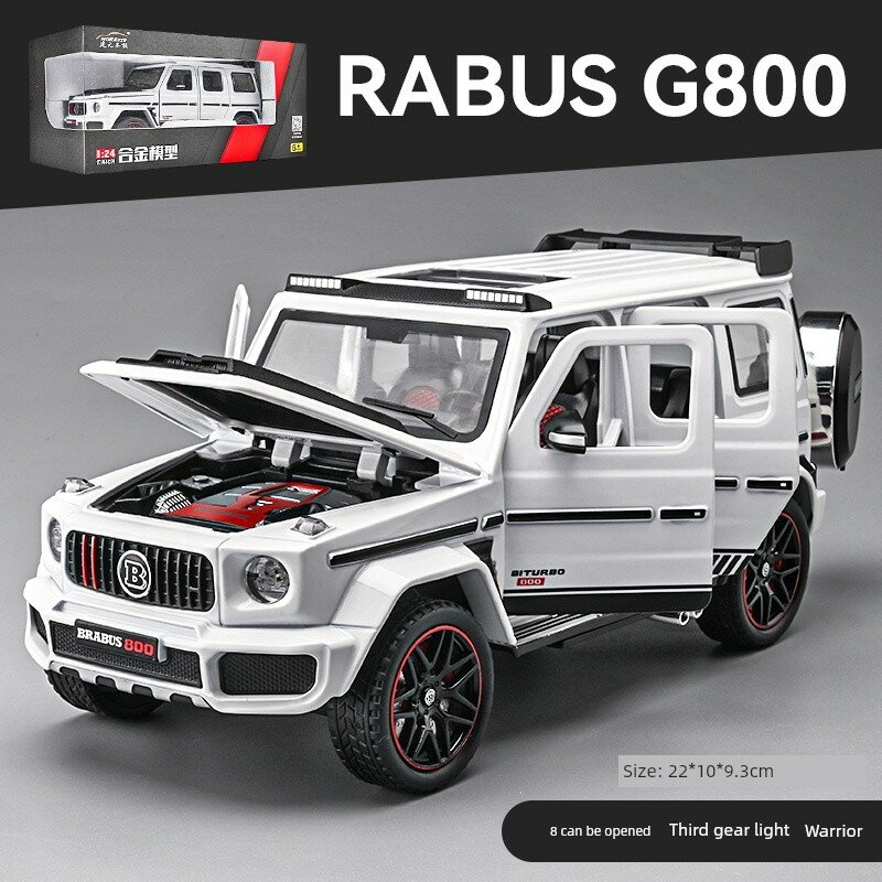 Модель автомобиля Brabus G800 SUV в масштабе 1:24 из сплава, игрушечный автомобиль белого цвета для мальчиков,