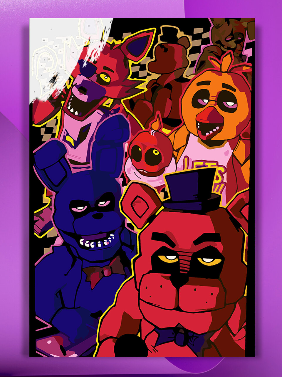 Картина по номерам на холсте FNAF 1 - Постер, 40 х 60 см