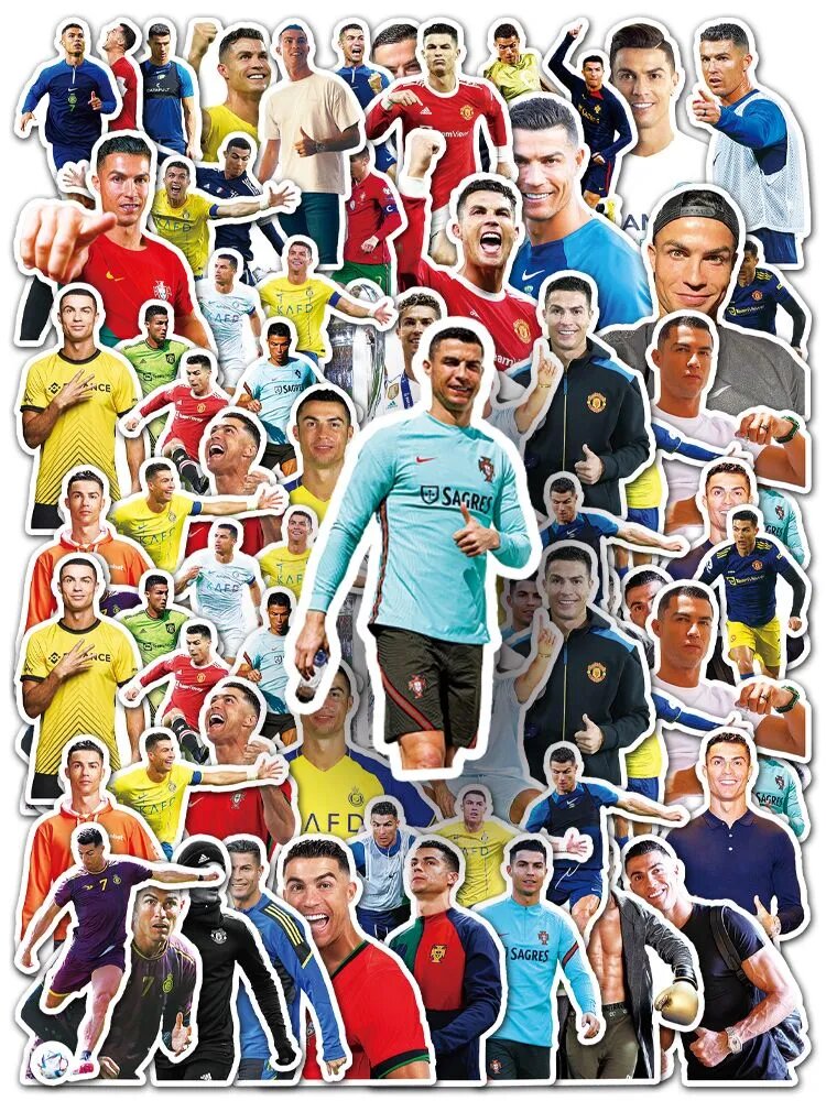 50 стильных наклеек с Cristiano Ronaldo для украшения- веселые стикеры для детей и взрослы