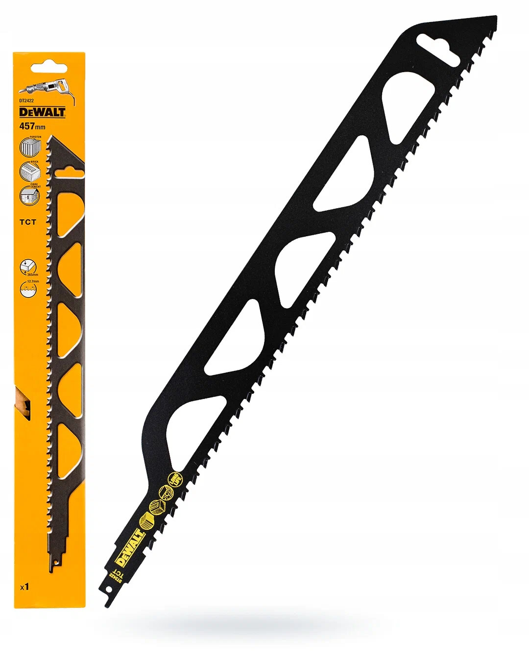 Полотно пильное для сабельной пилы DeWalt TCT бетон, кирпич, фиброцемент, 457мм DT2422-QZ