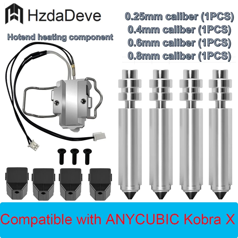 Насадки для ANYCUBIC Kobra X HzdaDeve (0.25/0.4/0.6/0.8 мм)