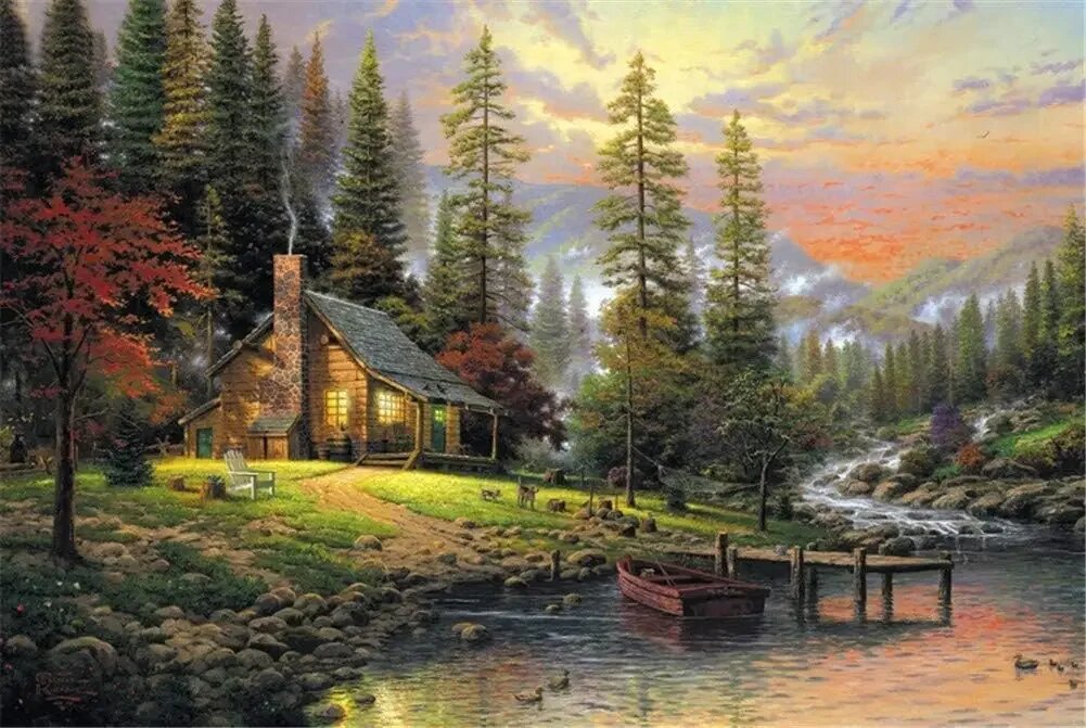 Деревянный пазл «Осенний лес и река» 120 деталей, 25x20cm