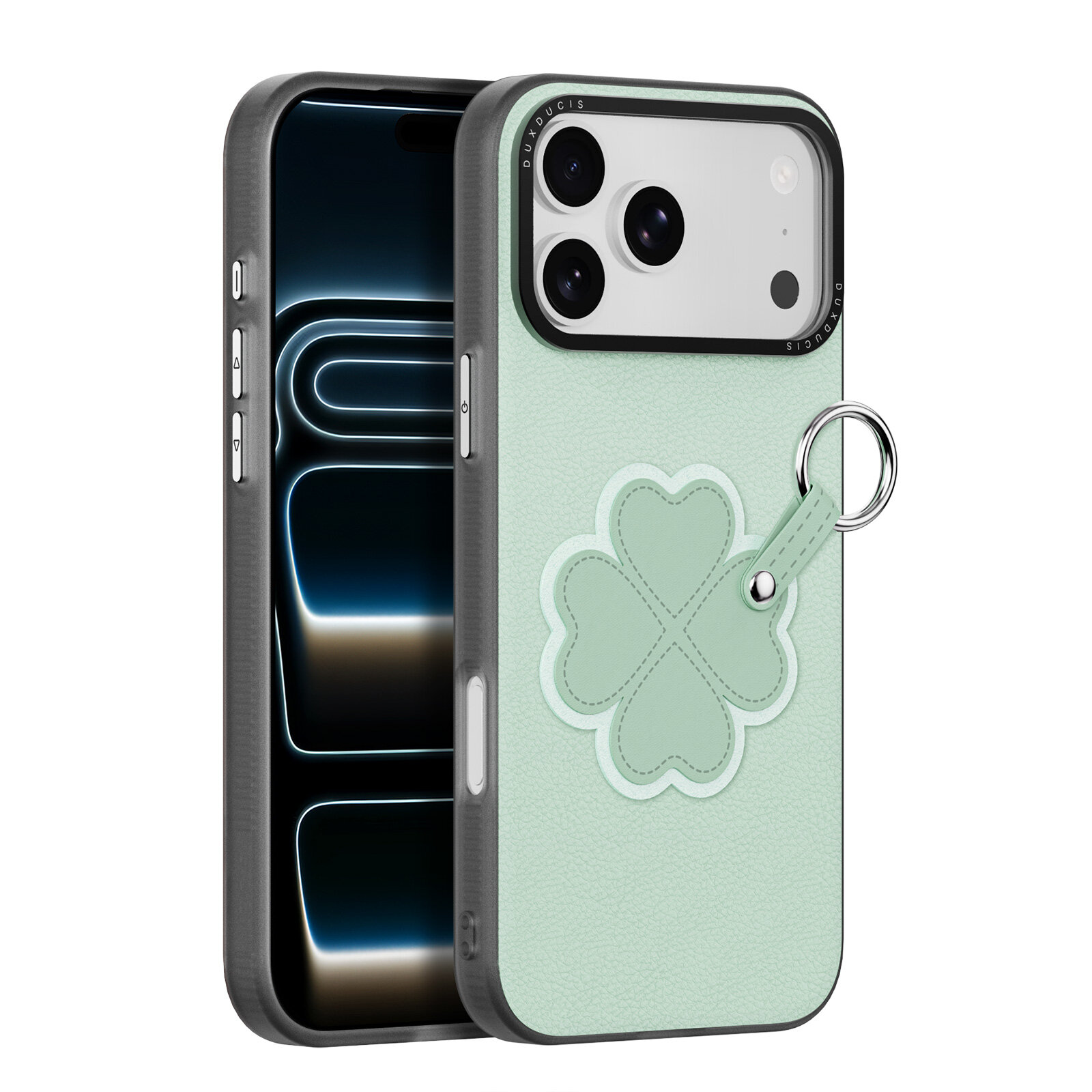 Чехол зеленого цвета (Clover Edition) для смартфона iPhone 17 Pro, серия Luvy Series (со съемным ремешком) от Dux Ducis