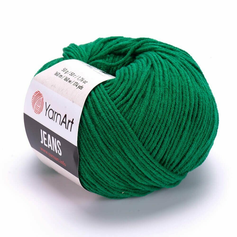 Пряжа Джинс (Jeans Yarnart) упаковка 10 мотков 50 г. 160 м. 55% хлопок 45% полиакрил цвет 52 зеленый