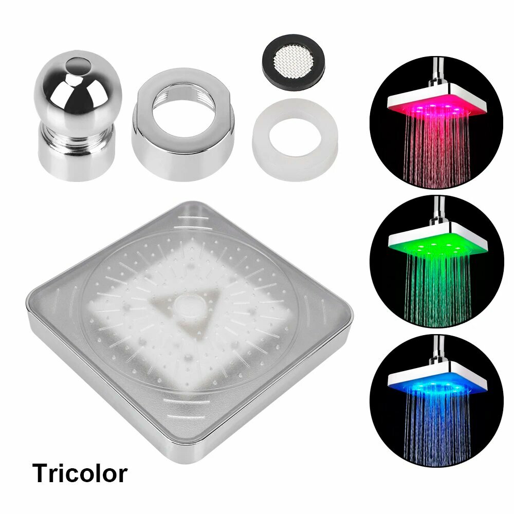 LED душевая лейка, 3 color square