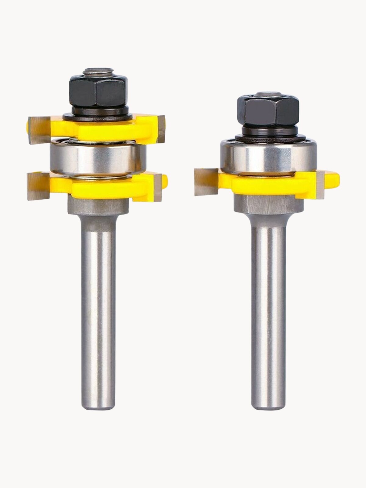 Набор фрез комбинированных пазо-шиповых XCAN, с подшипником, хвостовик 8 мм, 2 шт.