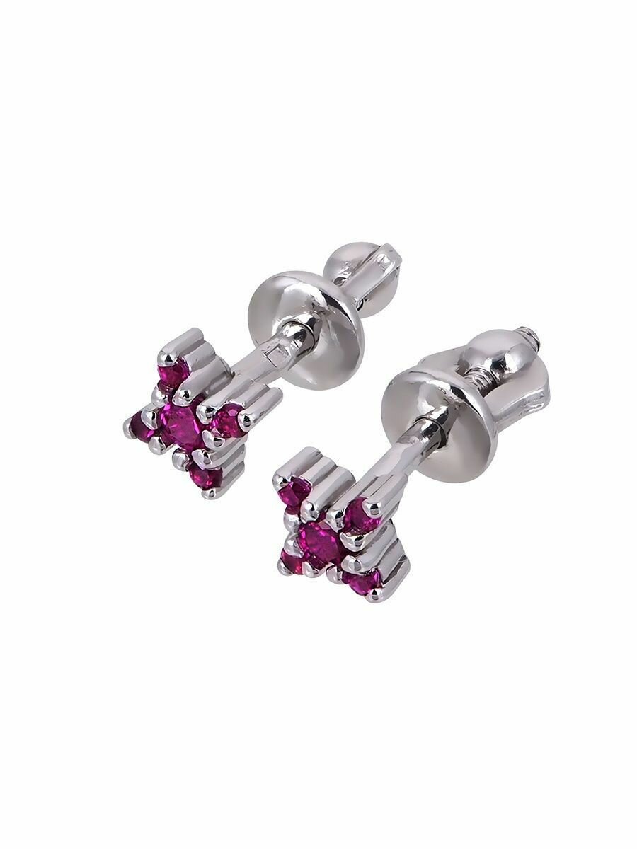 Серьги пусеты, серебро, 925 проба, фианит