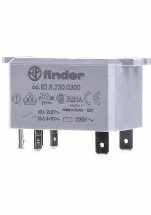 66.82.9.024.0000, Силовое реле; монтаж ножевой 6,3мм 2CO 30A; катушка 24В DC; УХЛ4; монтажный флане