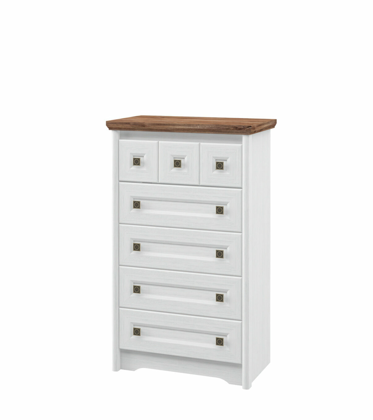 Комод Ля Нэж "Кантри", 5 ящиков, белый, ЛДСП/МДФ, 69х38х113 см