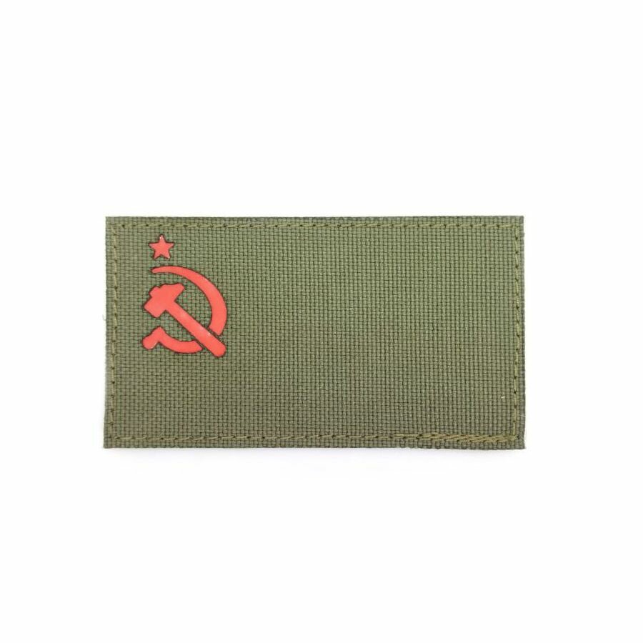 Нашивка патч Флаг СССР 5*9см Олива/Красный светоотражающий, П080