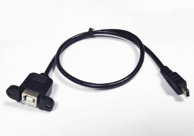 1-портовый встраиваемый удлинитель USB type B 2.0 (f) - mini USB (m) прямоугольный 30sm на болтах