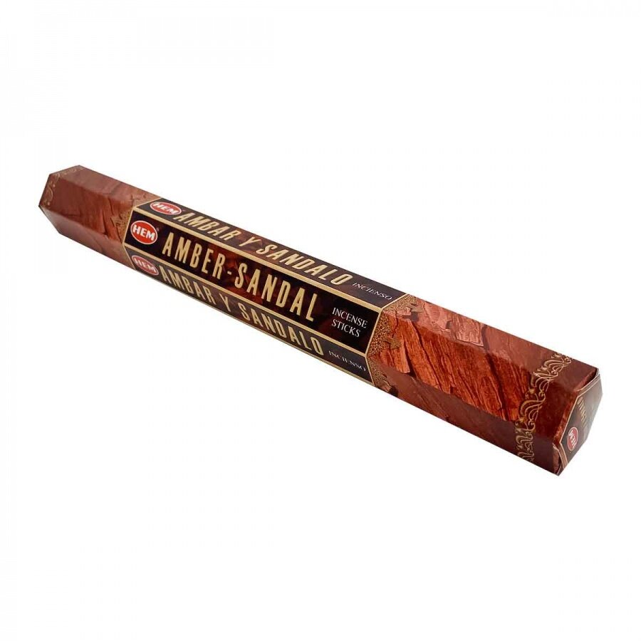 Hem Incense Sticks AMBER-SANDAL (Благовония амбер - сандал, Хем), уп. 20 палочек.