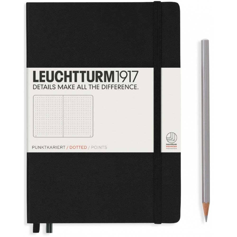Leuchtturm 329398 Блокнот leuchtturm1917 classic, a5, 80 г/м2, 251 стр, в точку, твердая обложка, черный