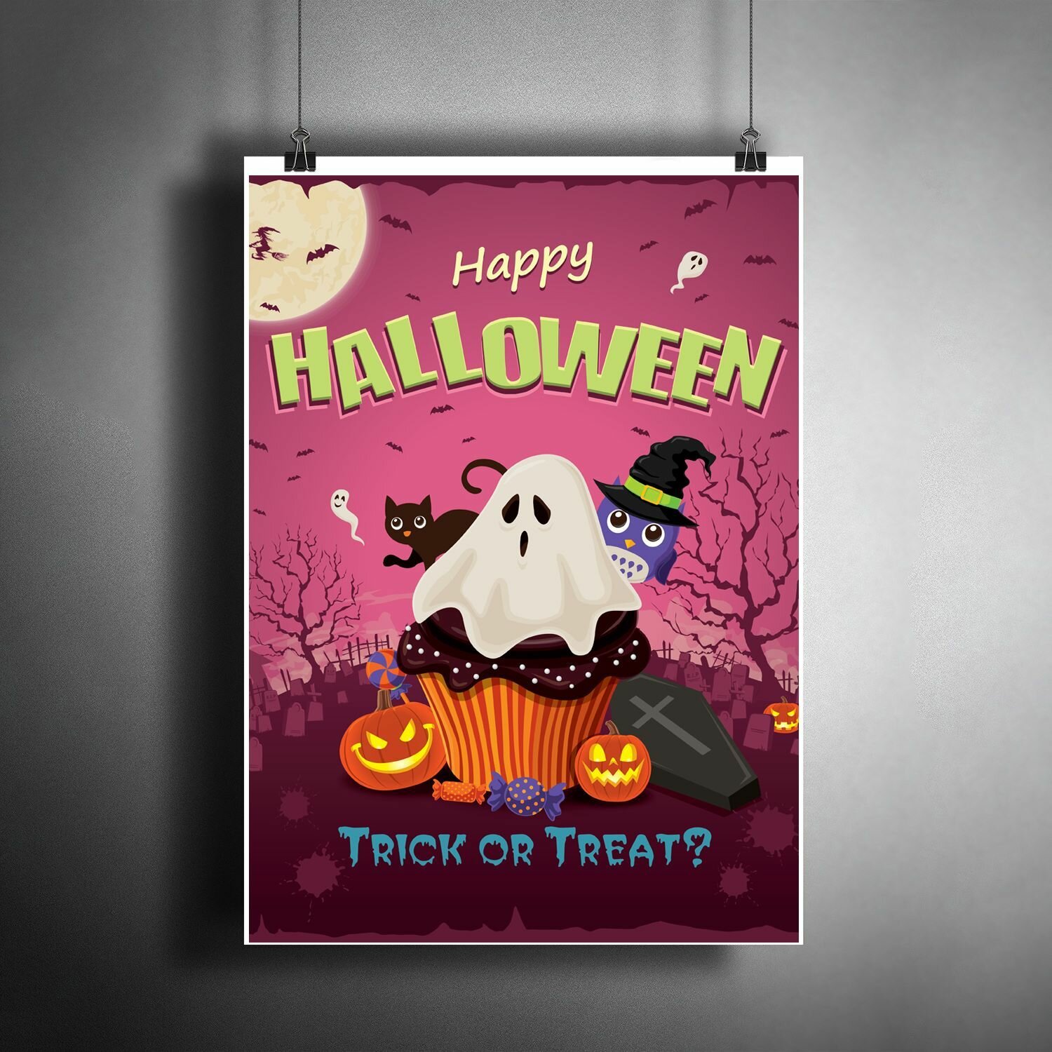 Постер плакат Приведение для вечеринки Хэллоуин Halloween A3 (297 x 420 мм)
