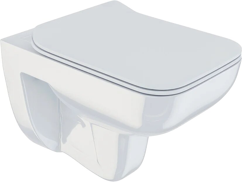 Унитаз подвесной IDDIS Vibe VIBRDSEI25 с микролифтом, безободковый, без бачка, антивсплеск, фарфоровый, белый, глянцевый, прямоугольный, сиденье для унитаза в комплекте