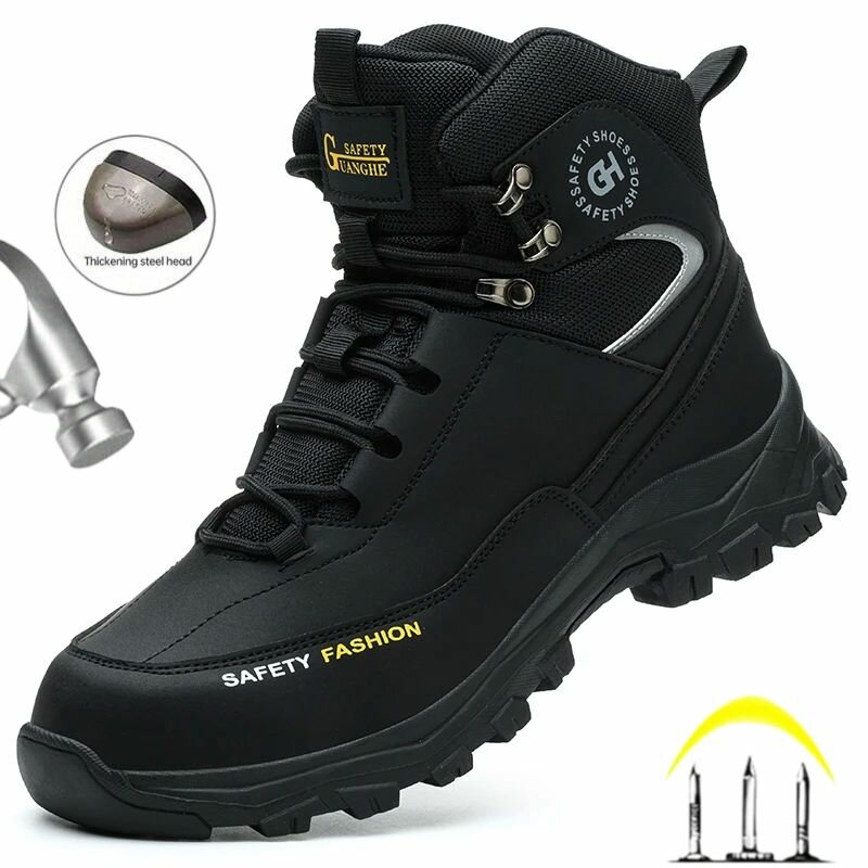 Мужские Рабочие ботинки со стальным носком Защитные Обувь с защитой от проколов