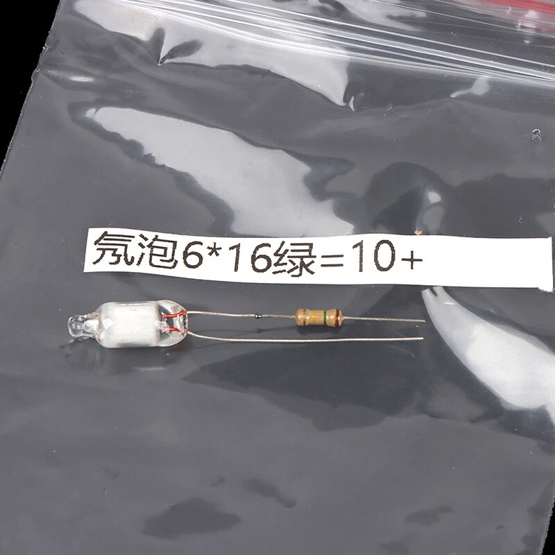 Набор из 10 мини неоновых лампочек HUXUAN 6*13 мм 220В красный/синий/зеленый