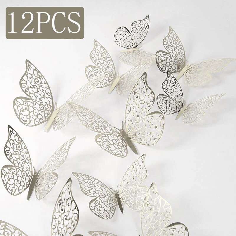 Настенные наклейки бабочки SHISHI серебристый