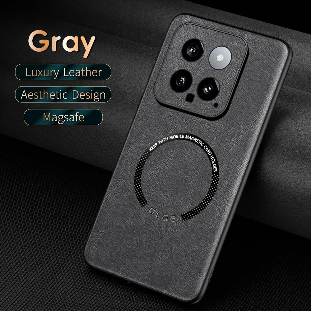 Чехол на Xiaomi 14/ Сяоми 14 Роскошная кожа magsafe