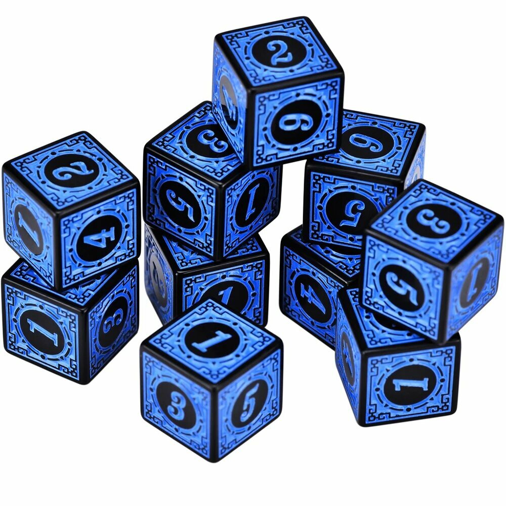 Акриловые кости D6 16 мм Синий, Blue