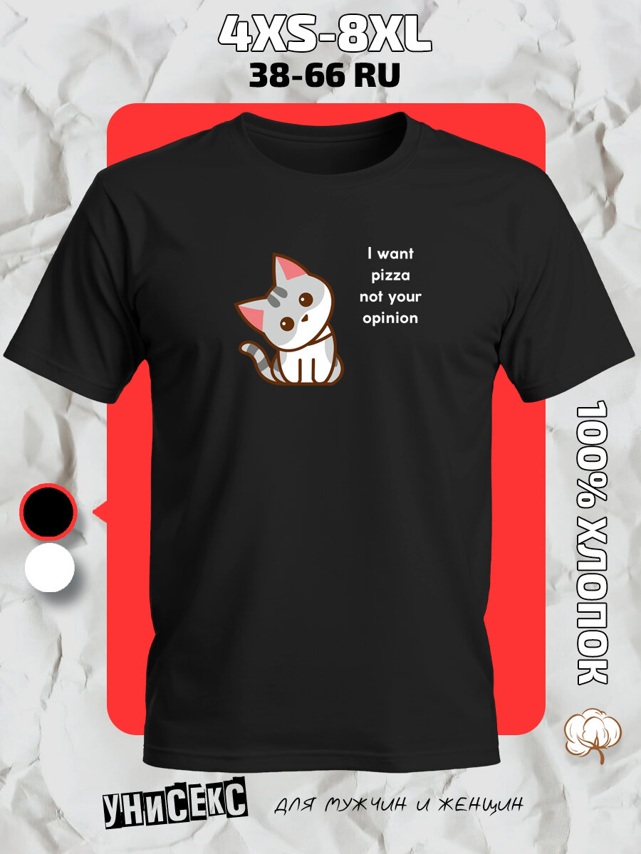 Футболка с принтом котом пицца