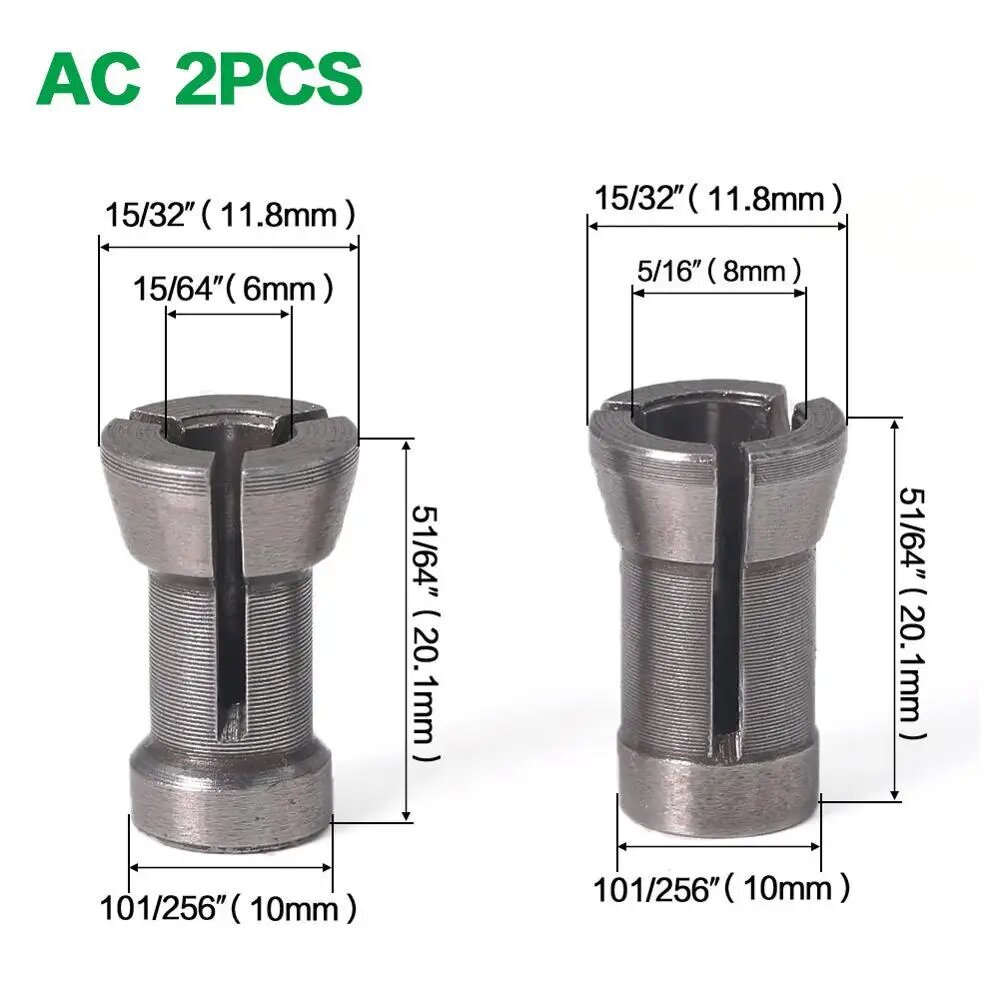 Цанговый патрон для фрезерного станка AC 2PCS, 11.8x6x20.1x10 мм