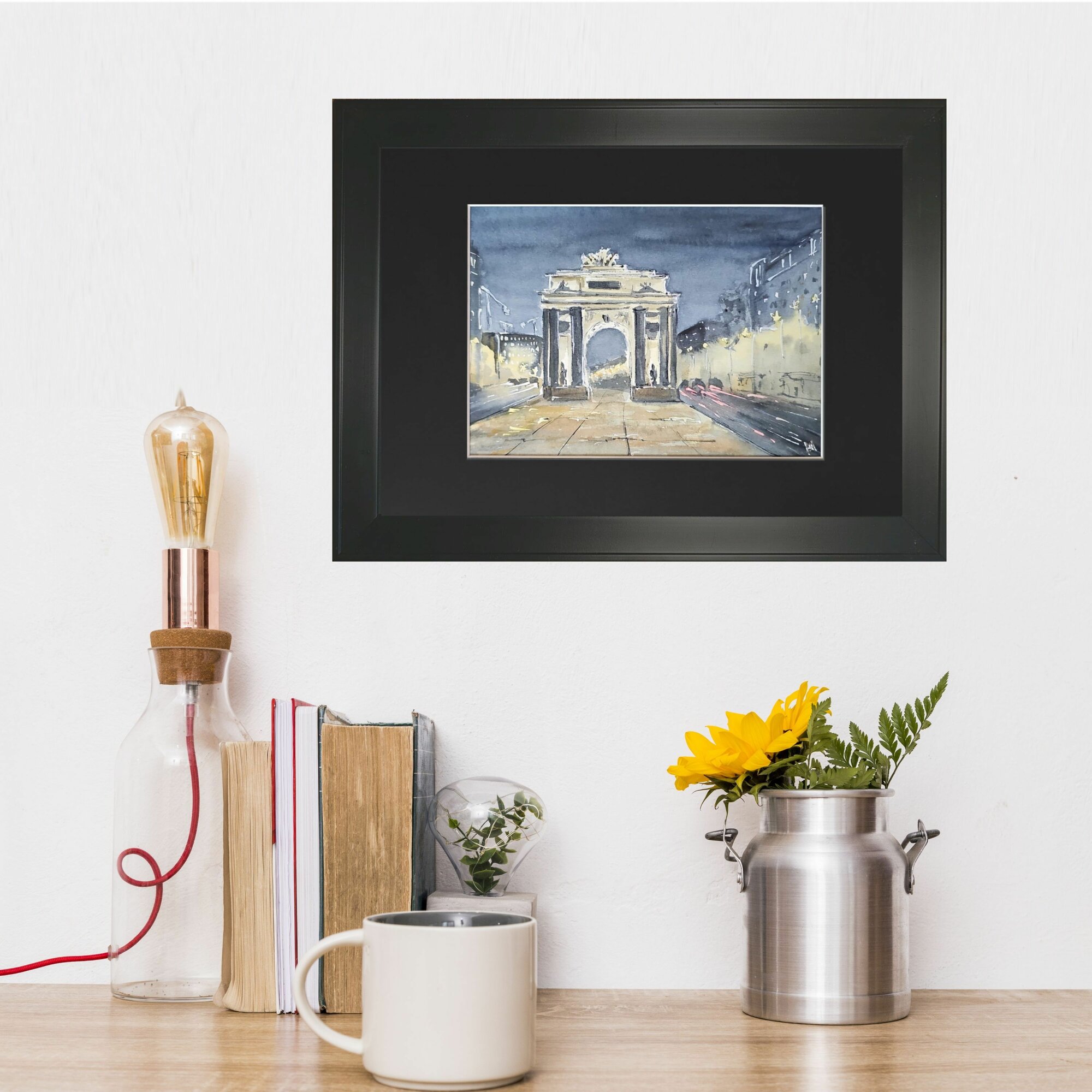 Картина акварельная авторская в раме и паспарту 21х30 см на стену для интерьера "Триумфальная арка"