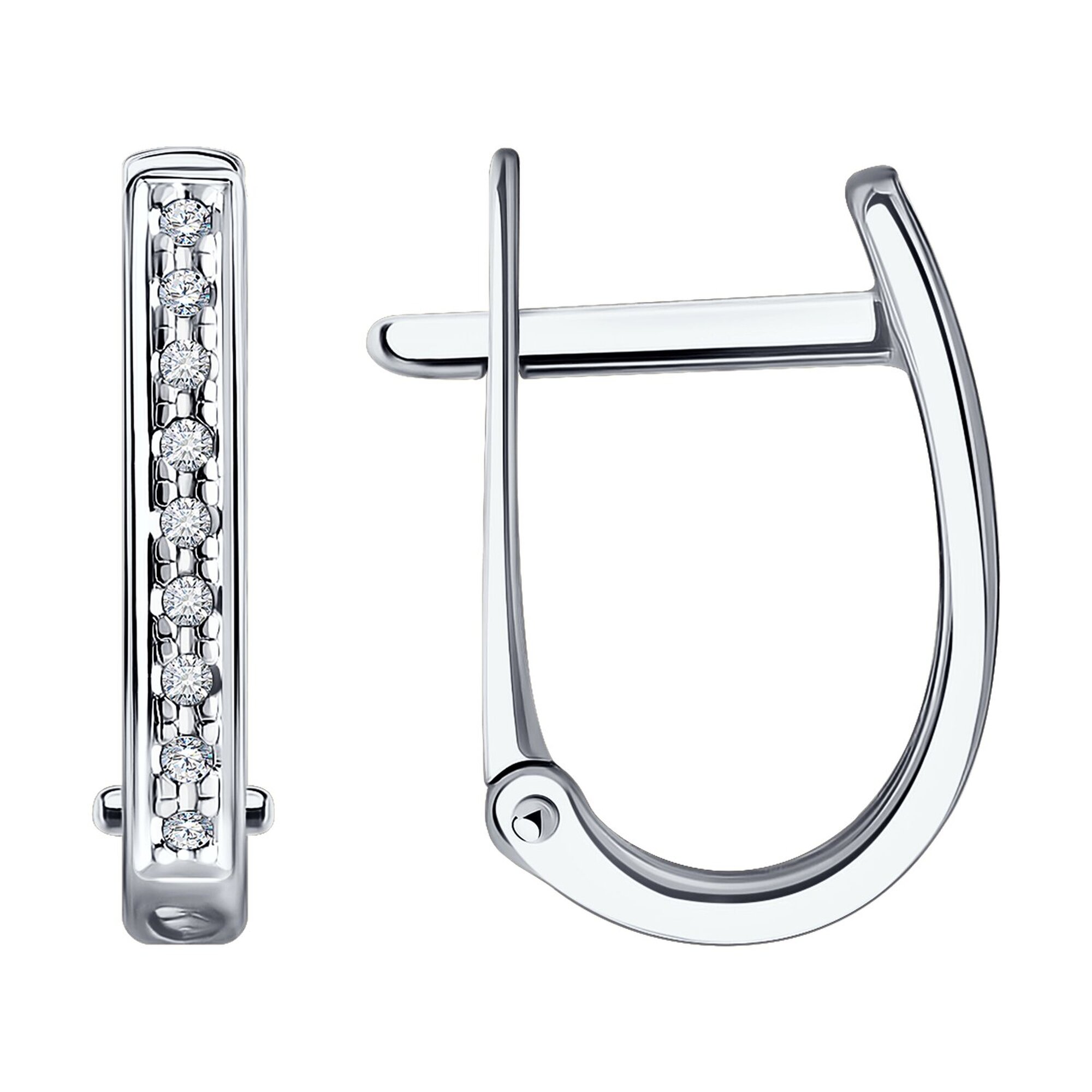 Серьги, белое золото, 585 проба, бриллиант