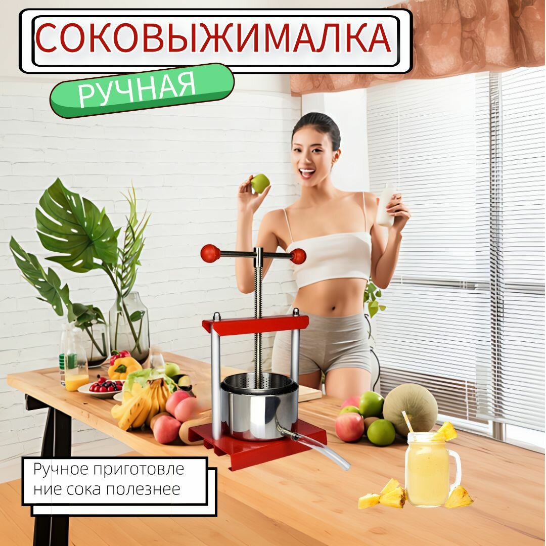 Ручная соковыжималка, 2 литра, для виноградного и фруктового сока, пресс для овощей и оливкового масла