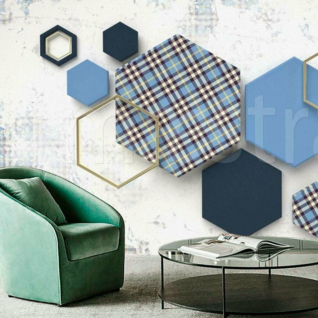 Фотообои 3д шестиугольник 15-025-M 275 х 450 см (ВхШ) Бесшовные, флизелиновые, влагостойкие обои MasterFresok