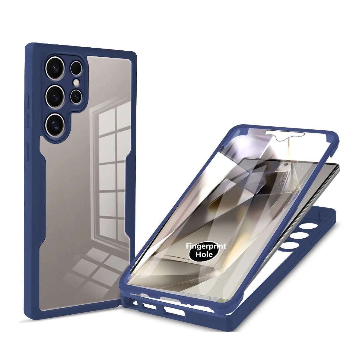 360 ° Двухслойные чехлы для всего тела для Samsung Galaxy S23 S24 Ultra S21 FE S22 Plus S23 FE A55 A35 A25 A15 A04S, двухсторонний чехол