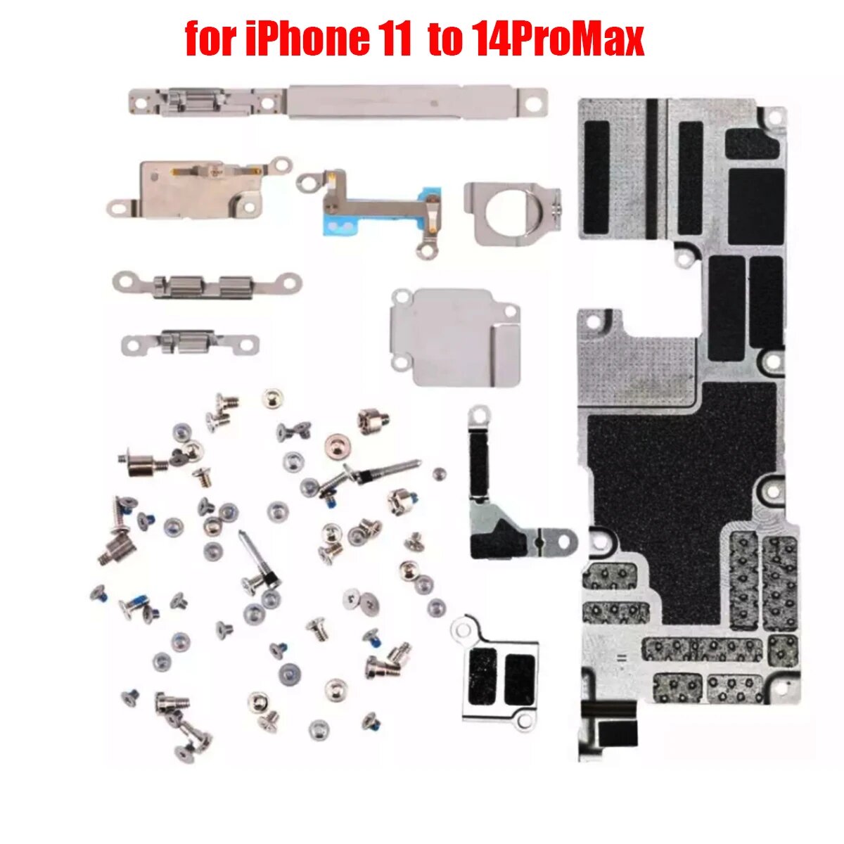 Полный набор кронштейнов, внутренняя металлическая пластина, удерживающие винты для iPhone 14, 13, 12, 11 Pro Max, полный набор винтовых болтов for iPhone 11