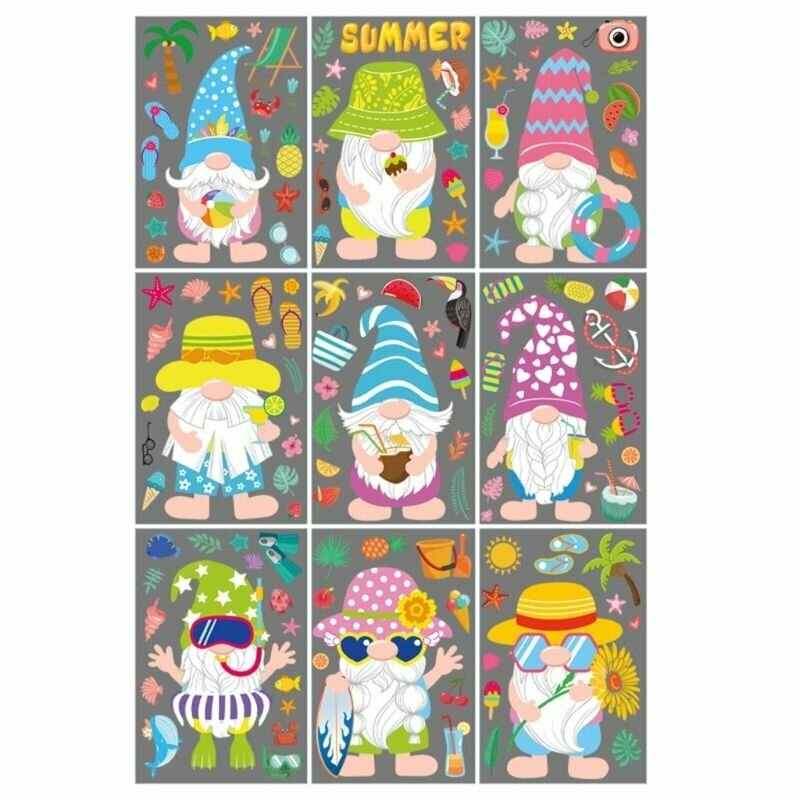 Летние наклейки на окна: арбуз, лимон, пляж