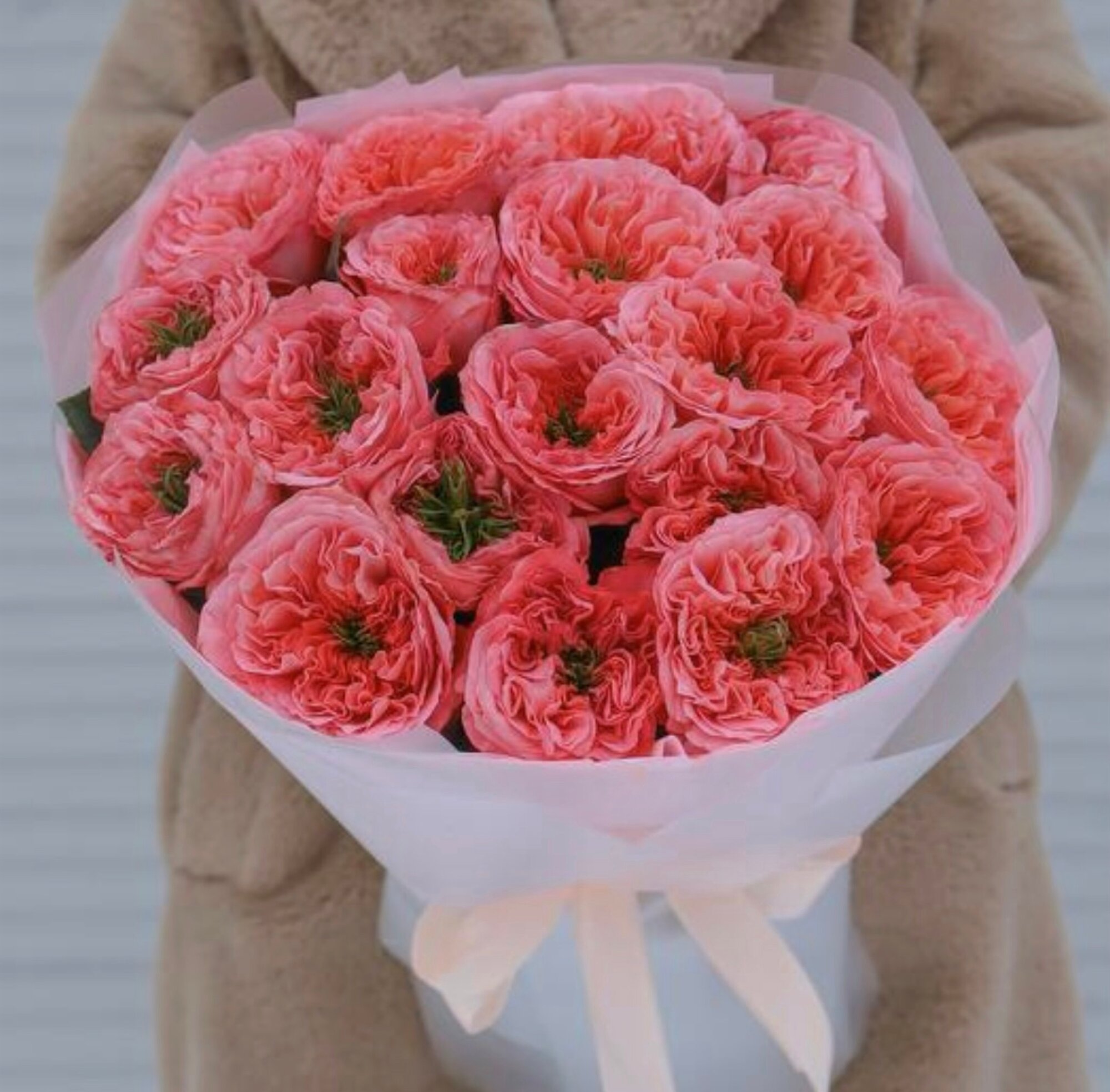 Букет пионовидные розы Мандарин