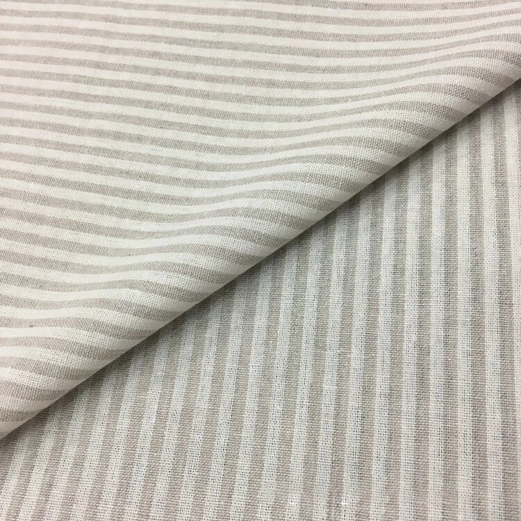 Ярго полосатая хлопковая льняная ткань Белый, Beige stripe
