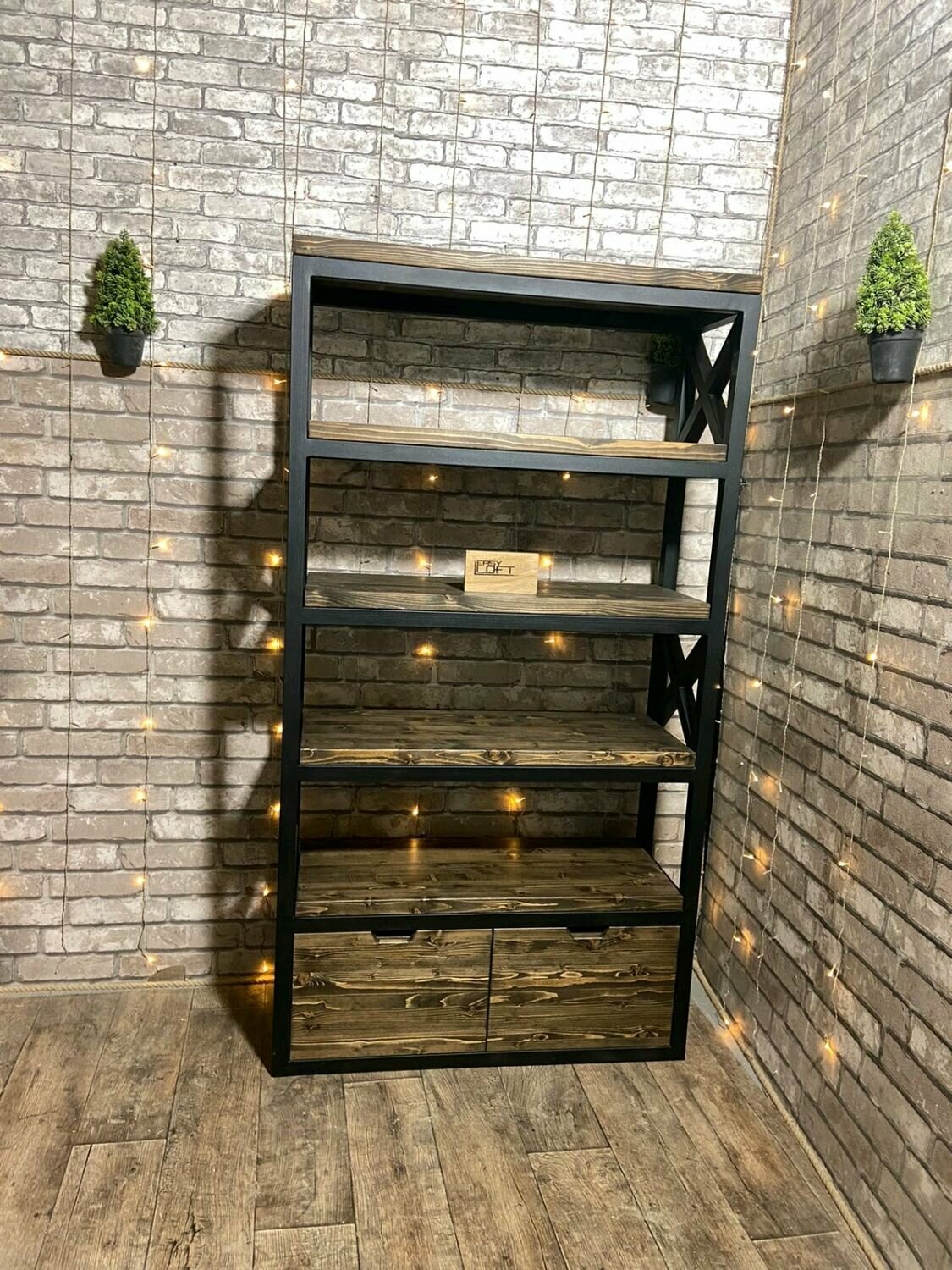 Стеллаж "EasyLOFT" в стиле лофт для дома и интерьера, 100х40х200 см.
