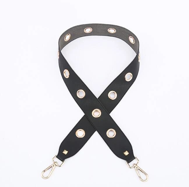 Ремень из искусственной кожи с заклепками для женщин, сумочка на ремне через плечо, однотонный широкий ремешок, Аксессуары для женских мессенджеров Черный, black metal, 9