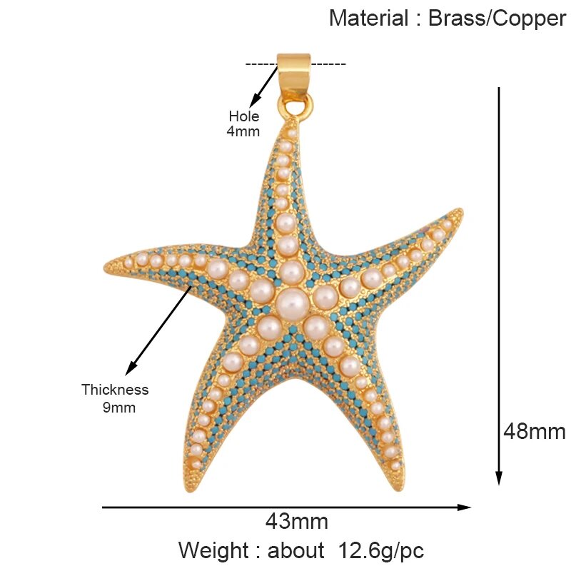 Модное красочное ожерелье с подвеской в виде морской звезды океана, кулон с K899085L1-Turquoise