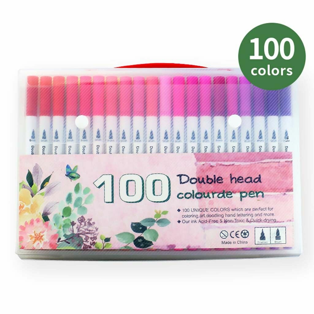 Набор акварельных ручек на водной основе с мягким наконечником - 100 цветов