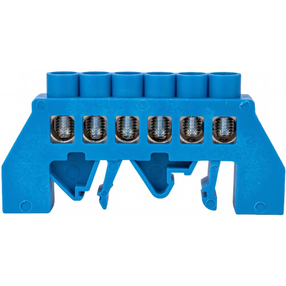 Нулевая шина в комбинированном синем изоляторе на DIN-рейку REXANT 8x12 мм 6 групп 11-2312, 450 В, пластик