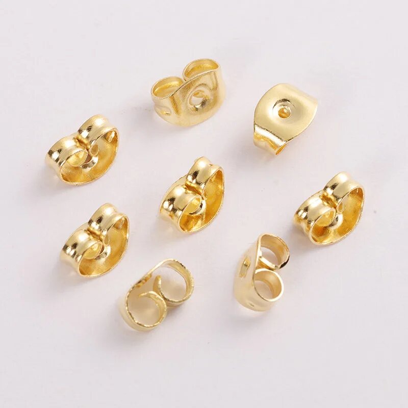 Металлические застежки для сережек-гвоздиков 3.7x5mm, Gold x100pcs