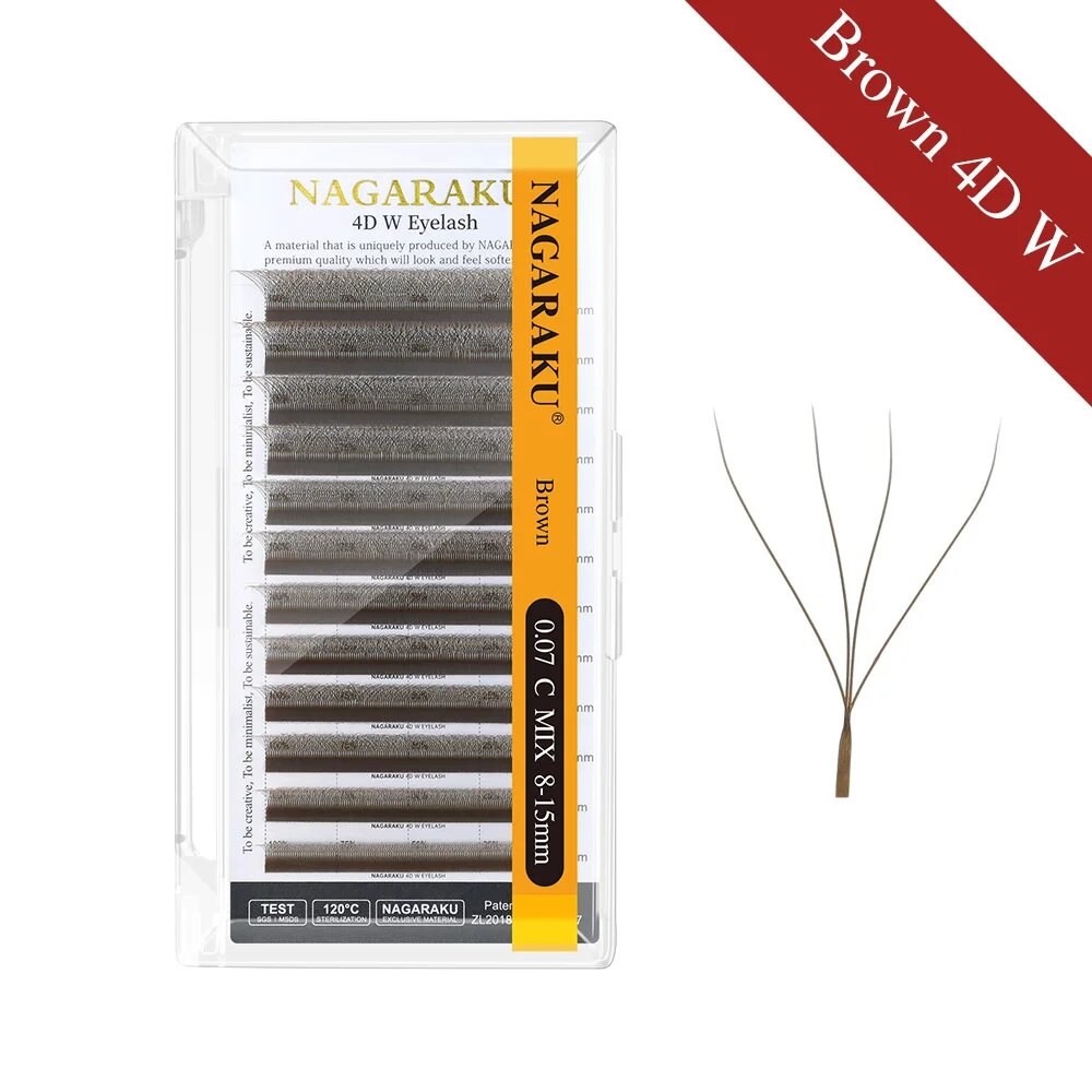 NAGARAKU 3D/4D/5D W-образные накладные ресницы C, 11mm, Light Brown 4D W