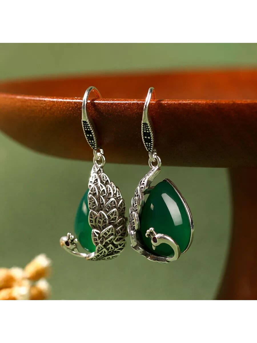 Серьги, агат синтетический