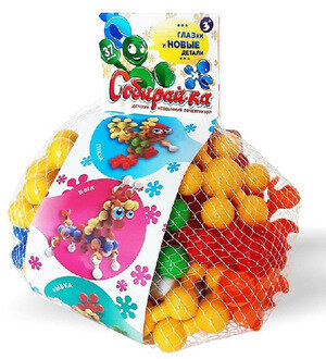 Конструктор (Биплант) Собирай-ка Плюс (35дет.4х видов глазки) (сетка) (11175) 1+