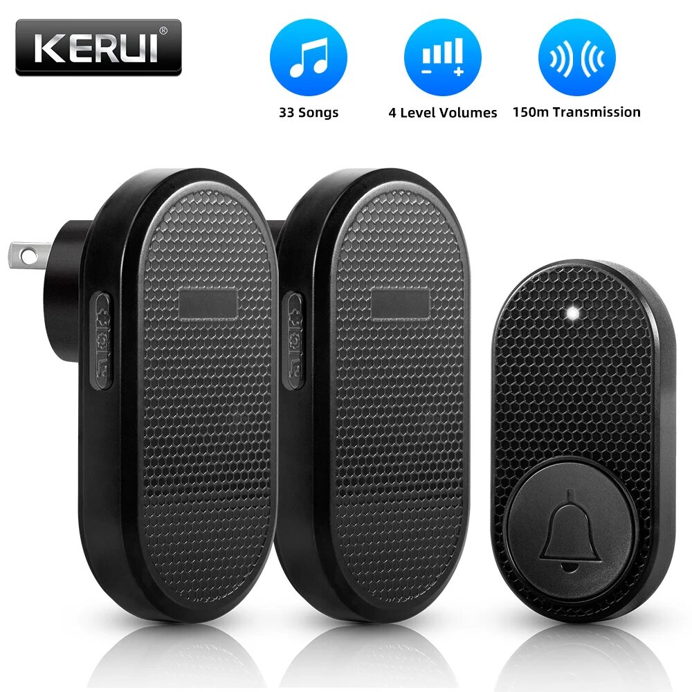 KERUI M558 Беспроводной умный дверной звонок Европейская вилка (EU Plug), 2 receiver 1 button