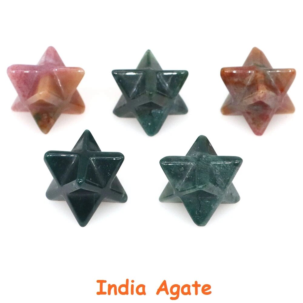 Кристаллы Меркаба Звезды Рейки, набор из 1 штуки 1 PC, India Agate